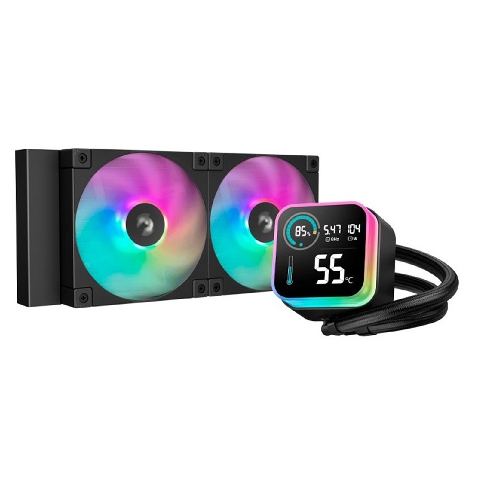 DeepCool LQ240 240mm AIO Liquid CPU Cooler, Segment LCD Display, Dual ...