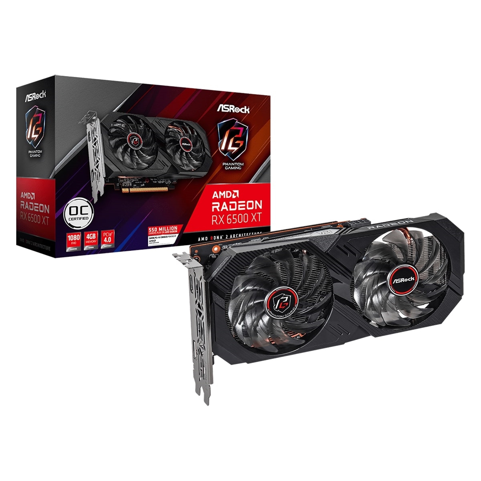 ASRock AMD Radeon RX 6500 XT Phantom Gaming OC 4GB GDDR6 Graphics Card