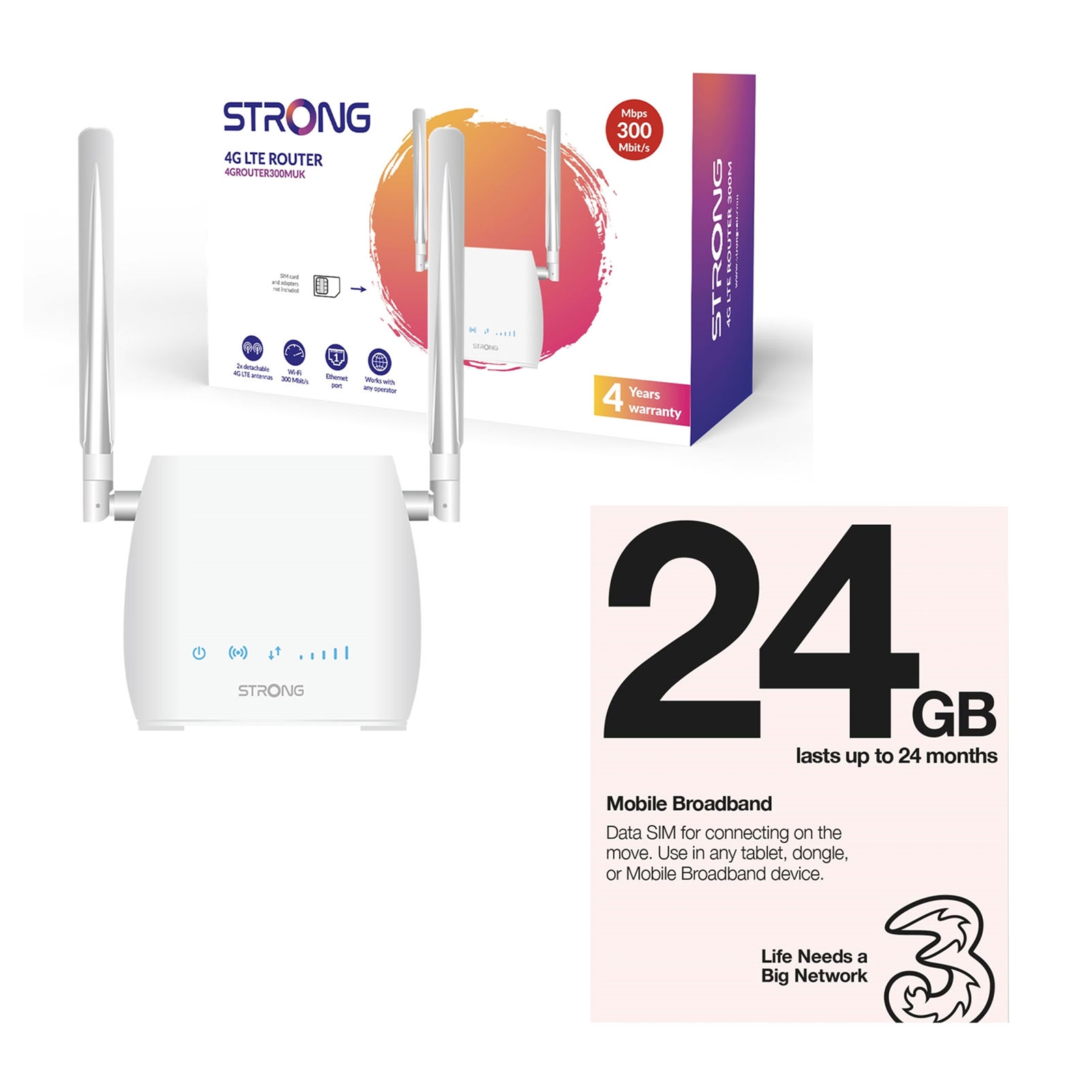 Strong 4GROUTER300MUK 4G LTE CAT4 Unlocked Mobile Broadband Wireless ...